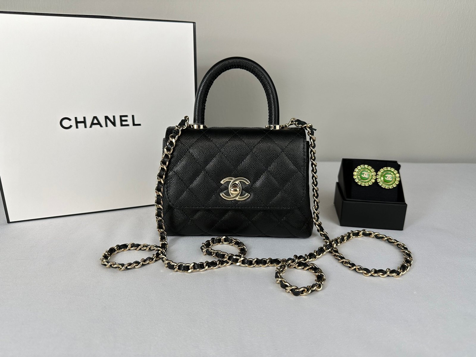 Chanel 24K Black Caviar Nano Coco Handle – Orchmelia